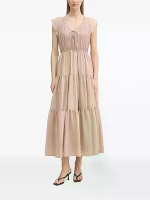 GAUDI Pleated Tiered Midi Dress - Neutrals