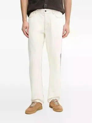 BENETTON Contrast-stitch Logo-patch Jeans - Neutrals