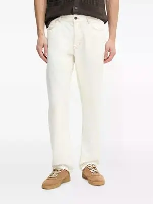 BENETTON Contrast Stitch Logo Patch Jeans - Neutrals
