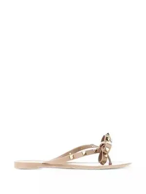 Valentino Garavani Rockstud Bow Detail Slides - Neutrals