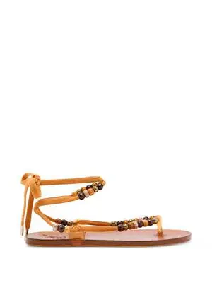 ANCIENT GREEK SANDALS Esther Bead-embellished Lace-up Sandals - Orange