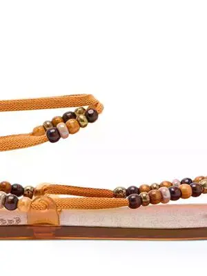 ANCIENT GREEK SANDALS Esther Bead-embellished Lace-up Sandals - Orange