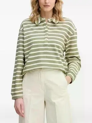 BENETTON Striped Long-sleeve Polo Shirt - Green