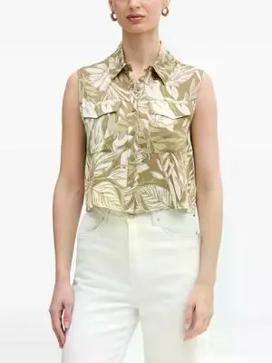 GAUDI Leaf-print Sleeveless Shirt - Green