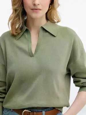BENETTON Sage Knit Polo V-neck Sweater