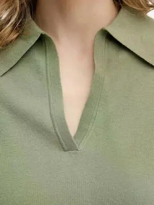 BENETTON Sage Knit Polo V-neck Sweater