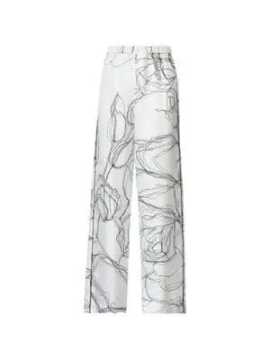 Fabiana Filippi Floral-print Silk Trousers - White