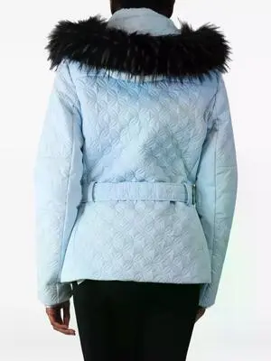 BLANC Quilted Belted Ski Jacket With Detachable Faux-fur Trim Hood