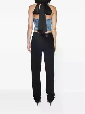 Hellessy Hellesy Joel Lace-trimmed Halter-neck Denim Blouse