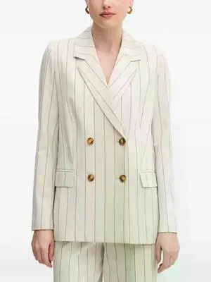 BENETTON Pinstripe Double-breasted Blazer - Neutrals