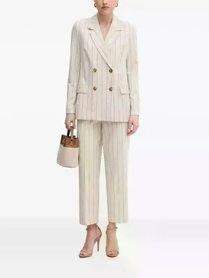 BENETTON Double-breasted Pinstripe Blazer - Neutrals