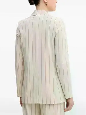 BENETTON Double-breasted Pinstripe Blazer - Neutrals