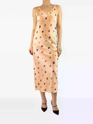 Sportmax Peach Jewel-print Slip Dress - Orange