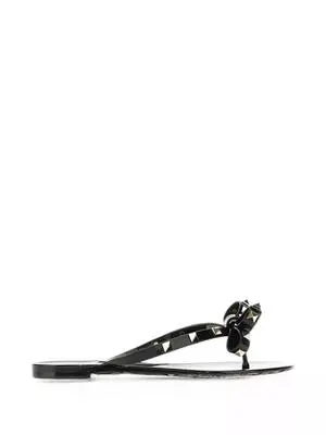 Valentino Garavani Rockstud Bow-detail Slides - Black