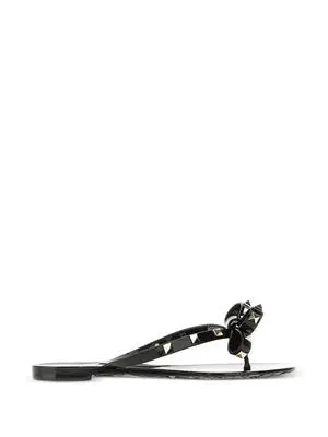 Valentino Garavani Rockstud Bow Detail Slides - Black