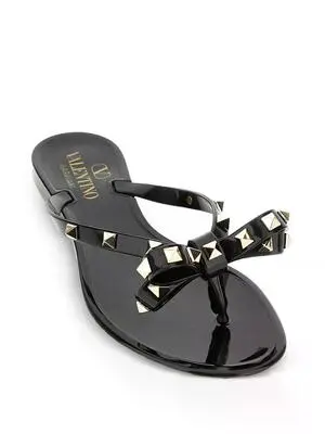 Valentino Garavani Rockstud Bow Detail Slides - Black
