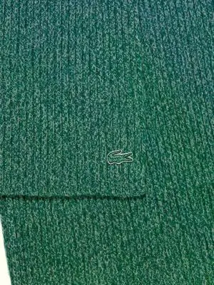 Lacoste Ribbed-knit Logo-patch Scarf - Green