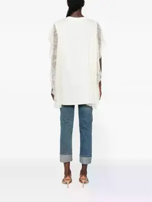 MY TWIN Lace-trim Sequin-logo Cotton T-shirt