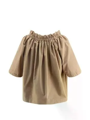 Saint Laurent Ruffled Gathered Top - Neutrals