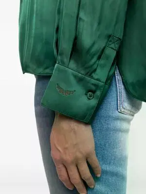 Zadig&Voltaire Emerald Satin V-neck Blouse