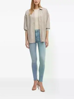 BENETTON Vertical-stripe Chest-pocket Shirt - Neutrals