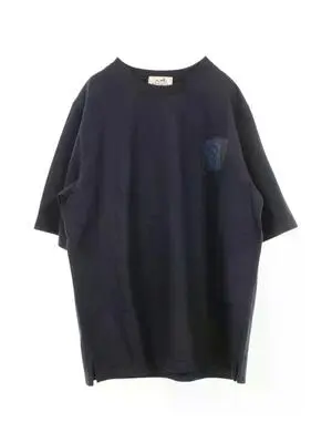 Hermès 2010s Leather-patch T-shirt - Blue