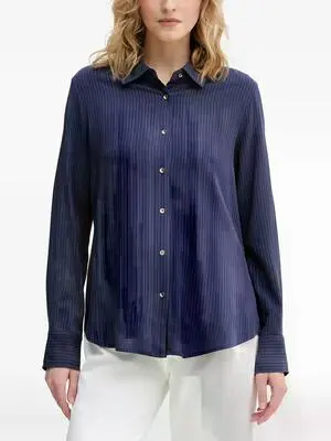 BENETTON Pinstripe Pattern Button-up Shirt - Blue