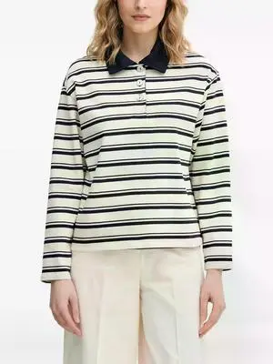 BENETTON Striped Long-sleeved Polo Shirt - Neutrals