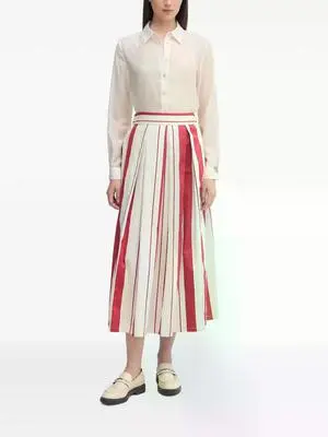 BENETTON Vertical-stripe Pleated Midi Skirt