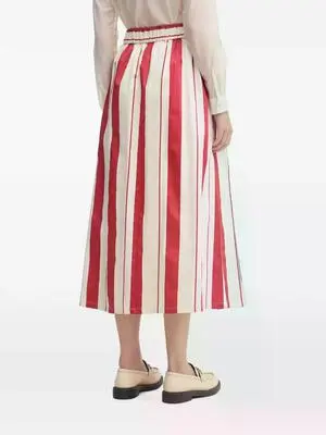 BENETTON Vertical-stripe Pleated Midi Skirt