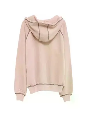 BASERANGE Fold Contrast-stitch Raglan-sleeve Hoodie - Pink
