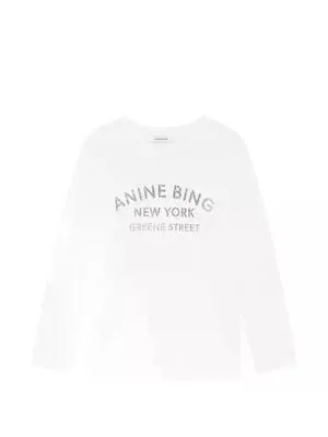 ANINE BING Ivan Graphic Long Sleeve Top - White