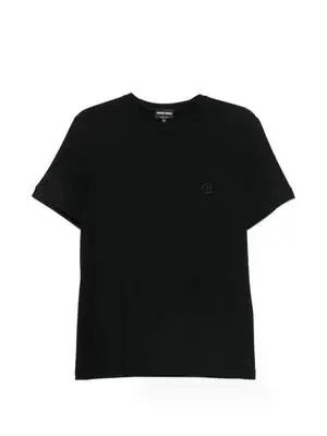 Giorgio Armani Logo-embroidered Short-sleeve T-shirt - Black