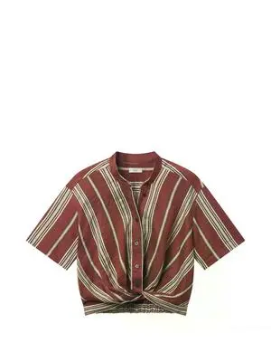 A.L.C. Leonore Striped Twist-front Top
