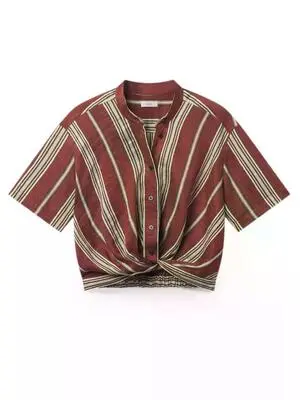 A.L.C. Leonore Striped Twist-front Top