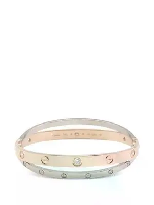 Cartier Love Diamond Bracelet In 18k White And Rose Gold - Pink