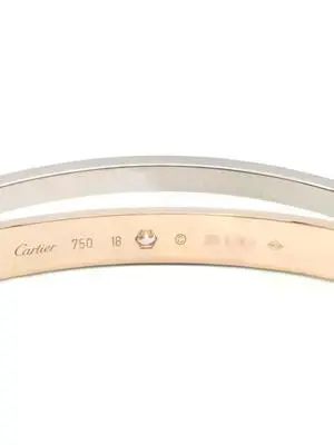 Cartier Love Diamond Bracelet In 18k White And Rose Gold