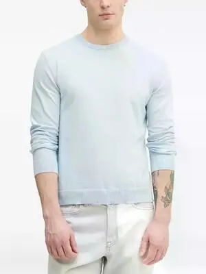BENETTON Crew-neck Ribbed-trim Sweater - Blue