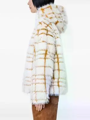 Moncler Check-patterned Faux-fur Jacket - Neutrals