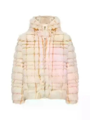 Moncler Check-patterned Faux-fur Jacket - Neutrals