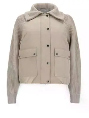 Brunello Cucinelli Ribbed-knit Panelled Jacket