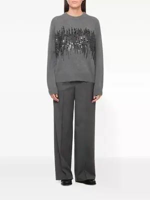 Peserico Sequin Embellished Drop Shoulder Jumper - Grey