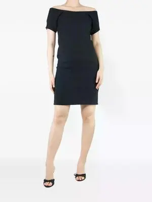 JIL SANDER Off-shoulder Short-sleeve Midi Dress - Black