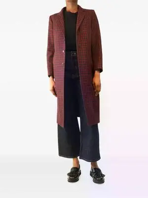 Balenciaga Check Wool Coat - Red