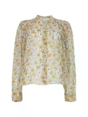 MARANT ETOILE Floral-print Smocked Blouse - Neutrals