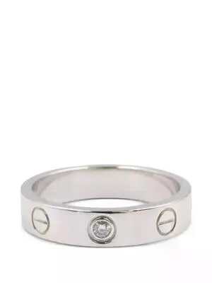 Cartier 18k White Gold Mini Love Diamond Ring - Silver