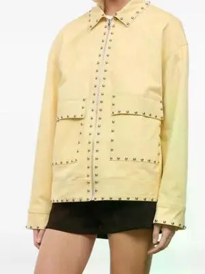 Staud Clarke Stud-embellished Jacket - Neutrals
