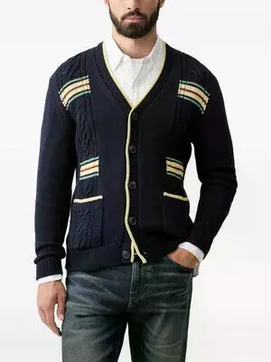 BENETTON Cable-knit Striped Cardigan