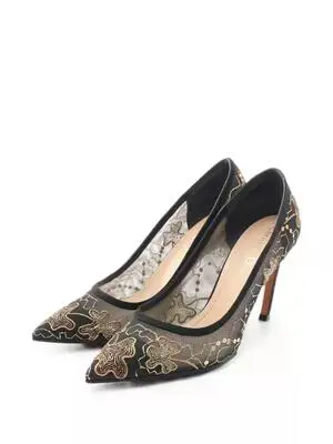 Dior Embroidered Mesh Pumps - Black