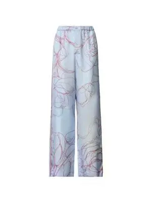 Fabiana Filippi Floral-print Silk-satin Trousers - Blue